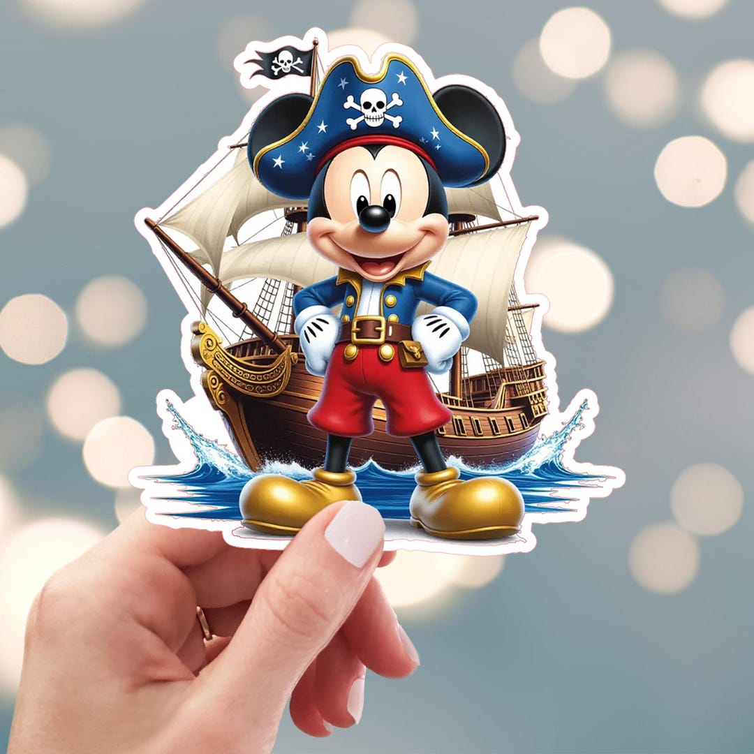 Mickey Mouse Pirate Sticker, Pirate Ship Sticker, Captain Mickey ...