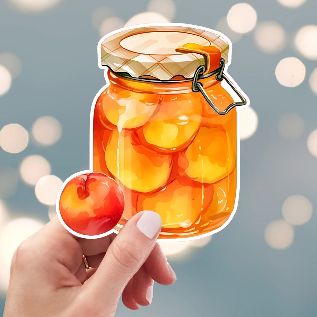 Canned Peaches Sticker, Jar of Peaches Sticker, Peach Marmalade Sticker ...