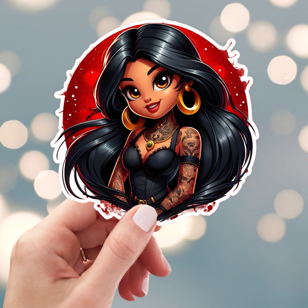 Goth Jasmine Sticker, Jasmine Aladdin Sticker, Gothic Tattoo Sticker ...