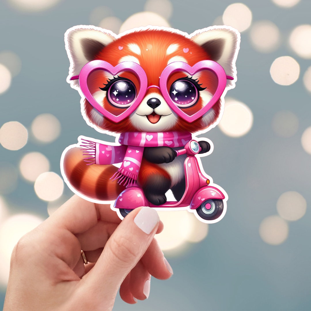 FREE Red Panda Sticker, Red Panda on A Scooter Sticker, Pink Vespa ...