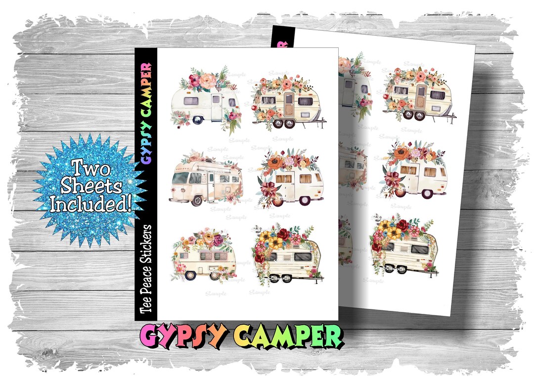 Gypsy Camper Sticker Sheets, 2 Sheet Bundle, Camper RV Stickers ...