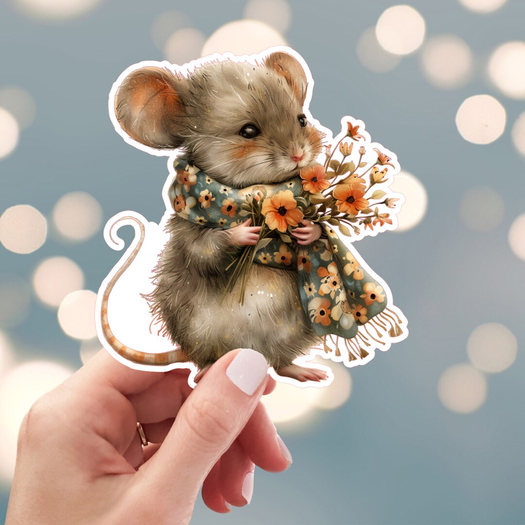 Woodland Mouse Sticker, Baby Mouse Sticker, Forest Animal Sticker, Cute ...