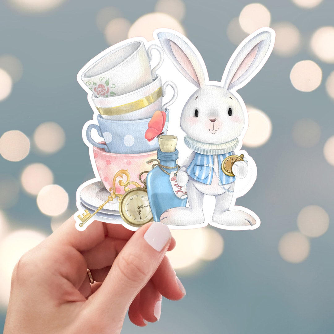 The White Rabbit Sticker, Alice in Wonderland Sticker, Mad Hatter Tea ...