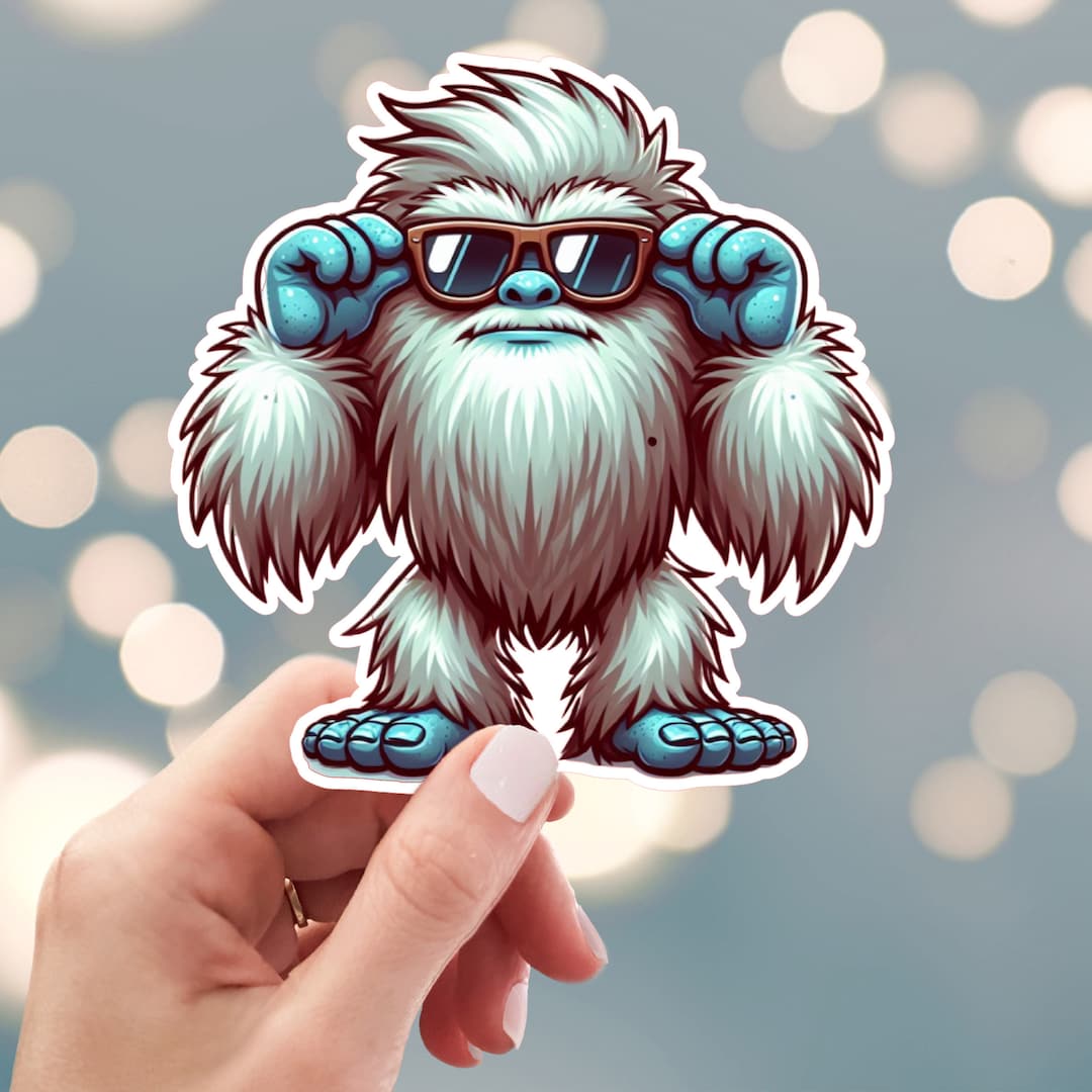 Yeti Sticker, Bigfoot Sticker, Cool Monster With Glasses Sticker ...