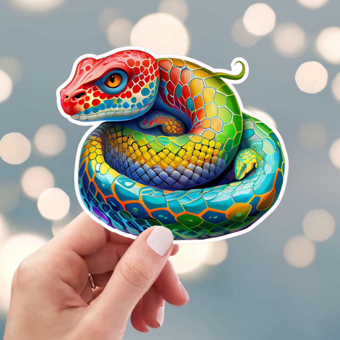 Snake Sticker, Rainbow Snake Sticker, Tropical Snake Sticker, Pet Snake ...