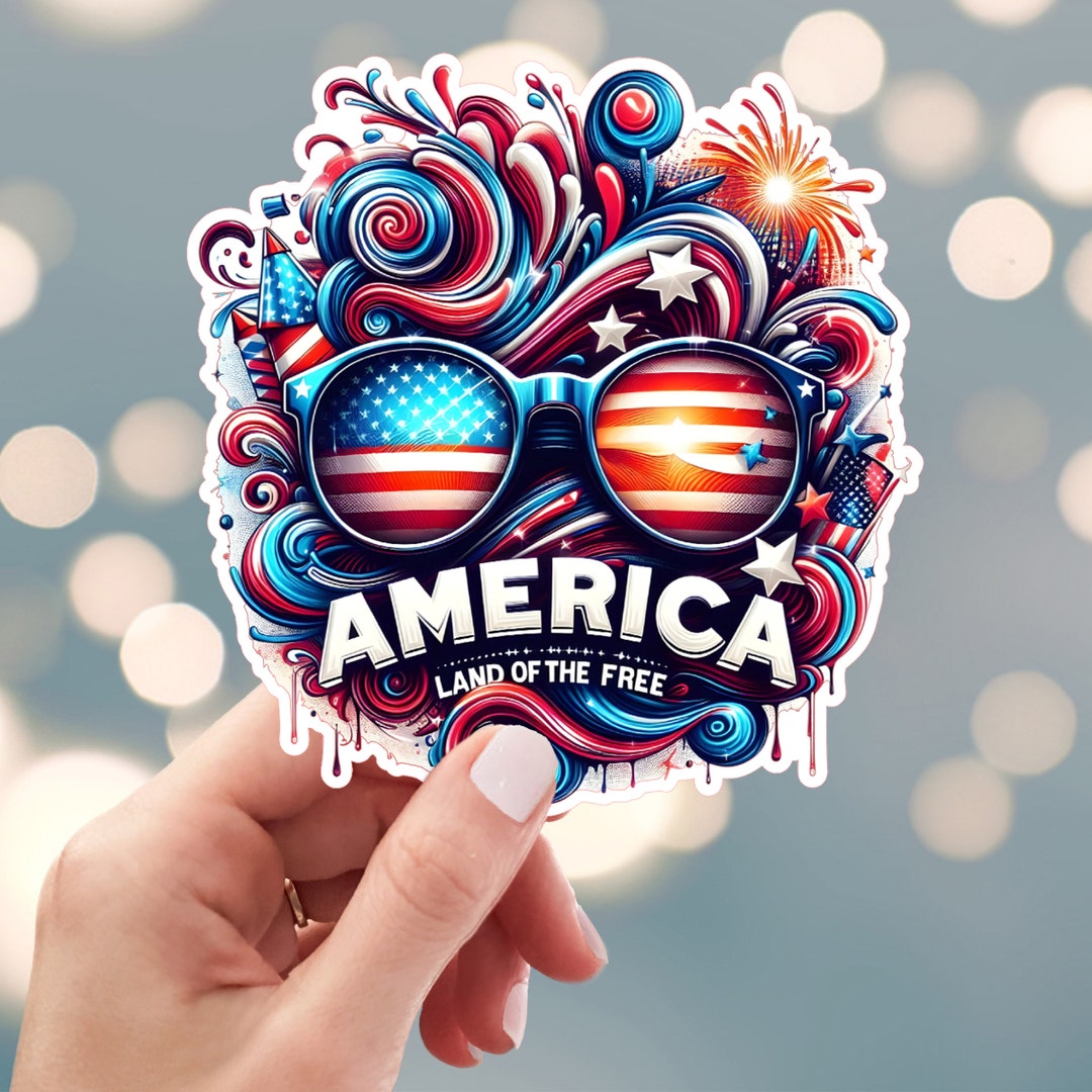 America Land of the Free Sticker, 4th of July Sticker, Red White Blue ...