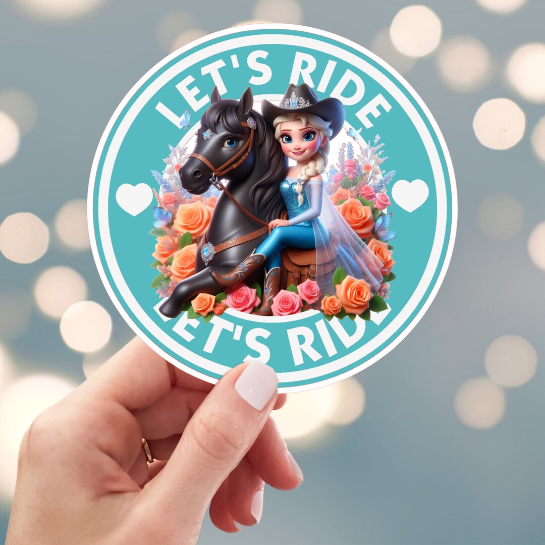 Elsa Frozen Sticker, Horse Riding Sticker, Let's Ride Sticker, Derby ...