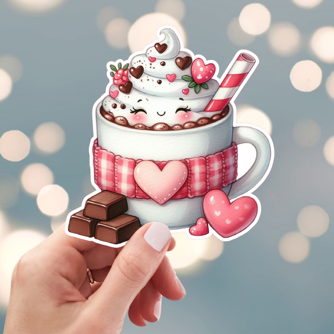 Cocoa Sticker, Chocolate Coffee Cup Sticker, Strawberry Whip Cream ...