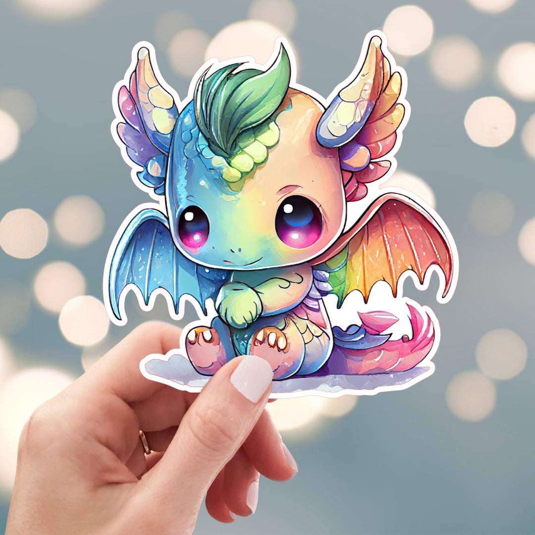 Baby Dragon Sticker, Rainbow Dragon Sticker, Flying Dragon Sticker ...