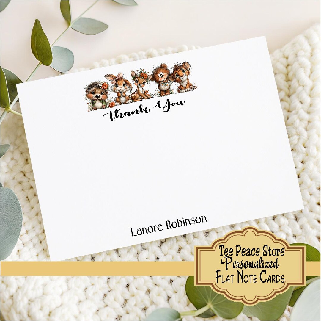 Thank You Woodland Animals Note Cards: Baby Shower Stationary ...