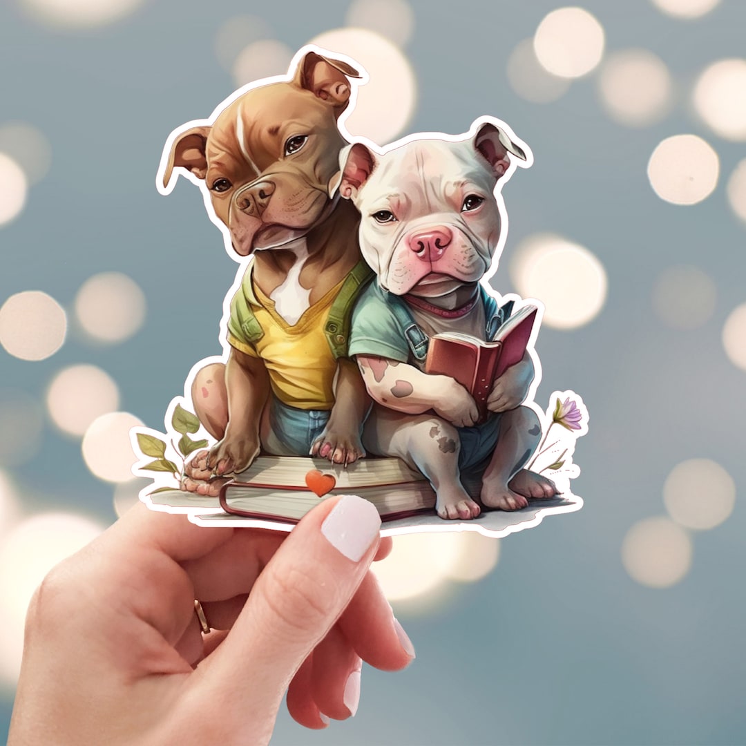 Reading Pitbulls Sticker, School Library Sticker, Pitbull Books Sticker ...
