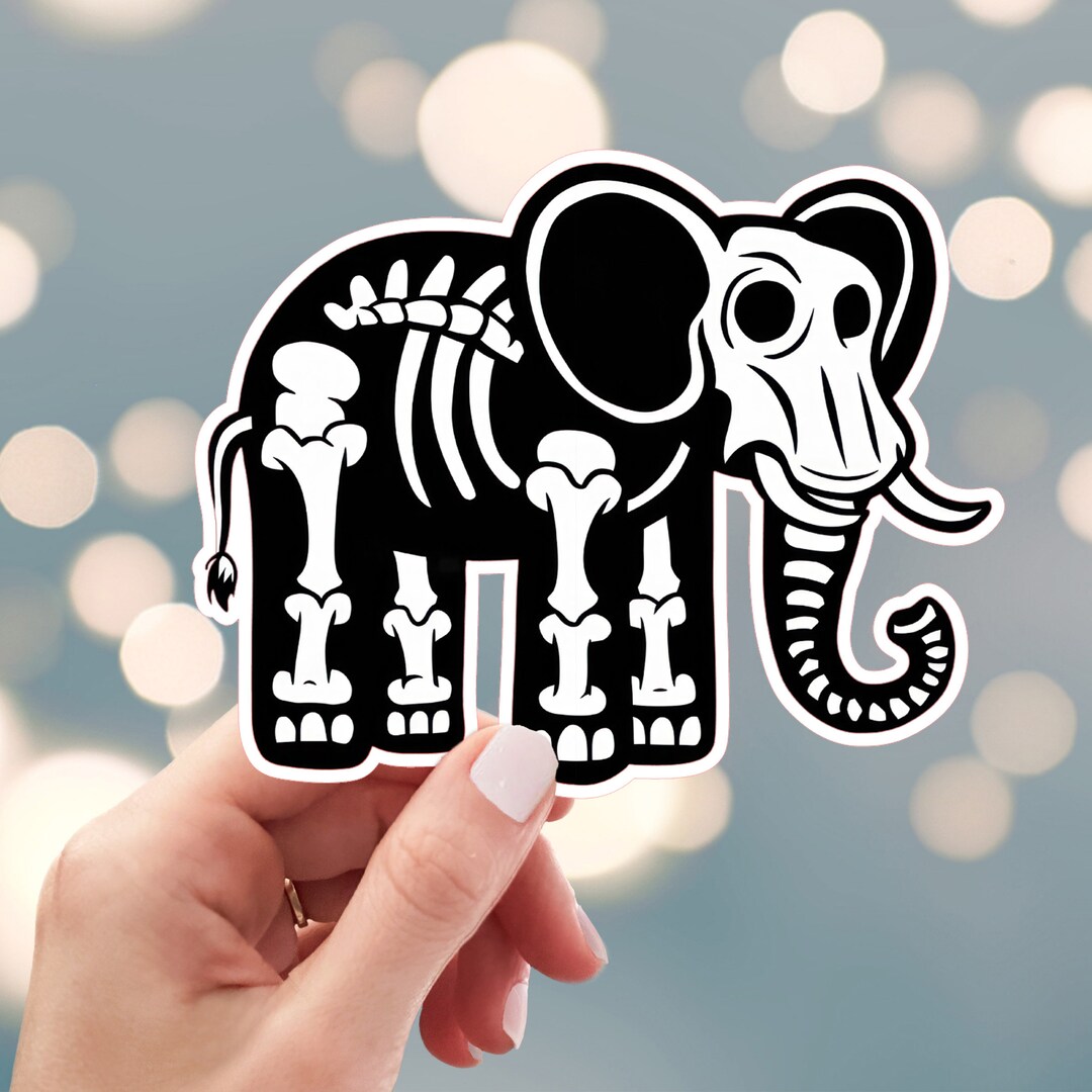 Elephant Skeleton Sticker, Halloween Sticker, Spooky Elephant Sticker ...