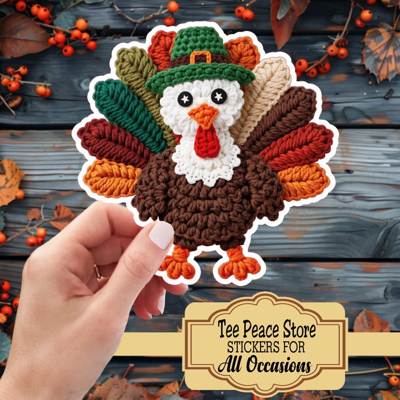 Turkey Sticker: Happy Thanksgiving, Autumn Knit Yarn, A1s - Etsy