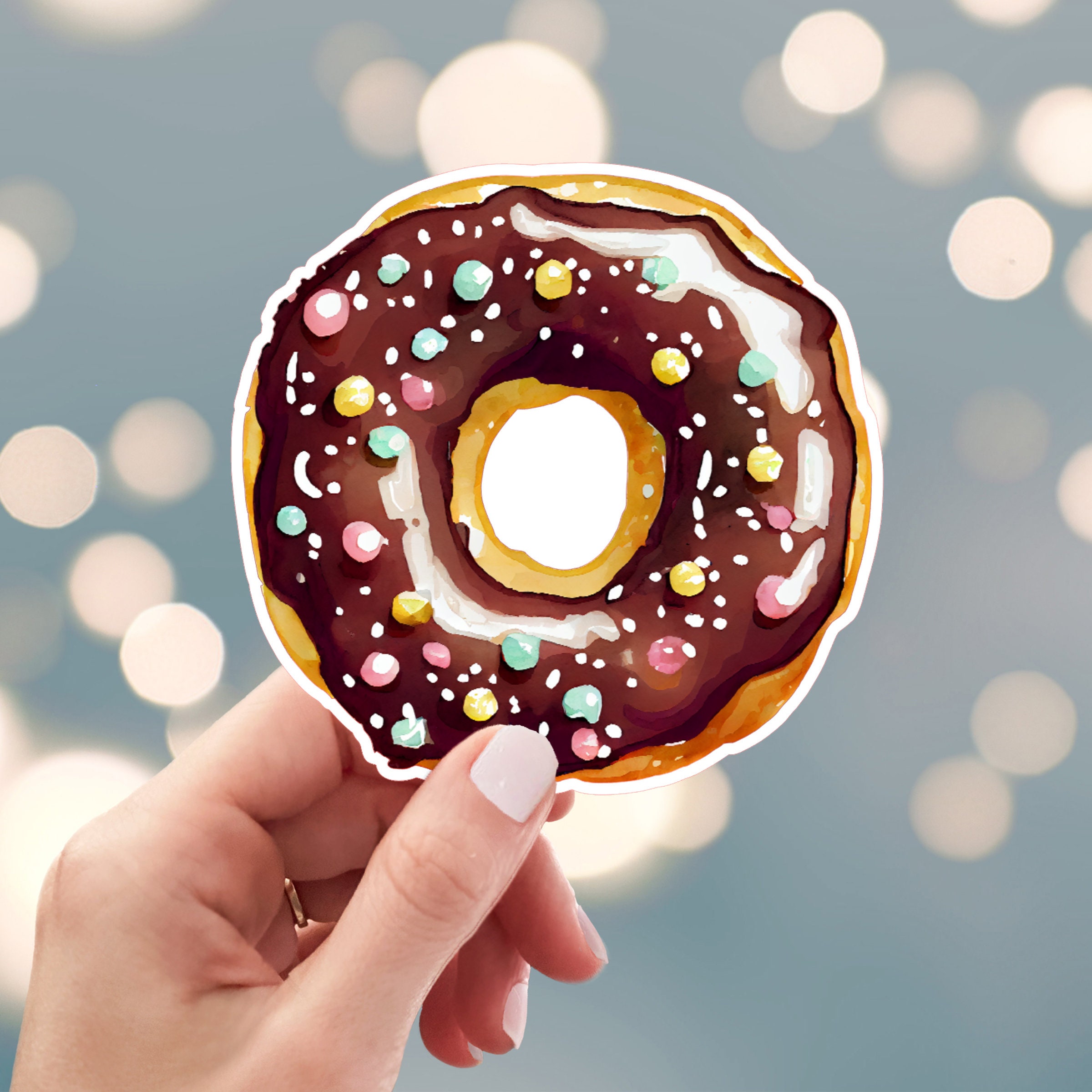 Donut Sticker, Chocolate Donut Sticker, Donut Sprinkles Sticker ...