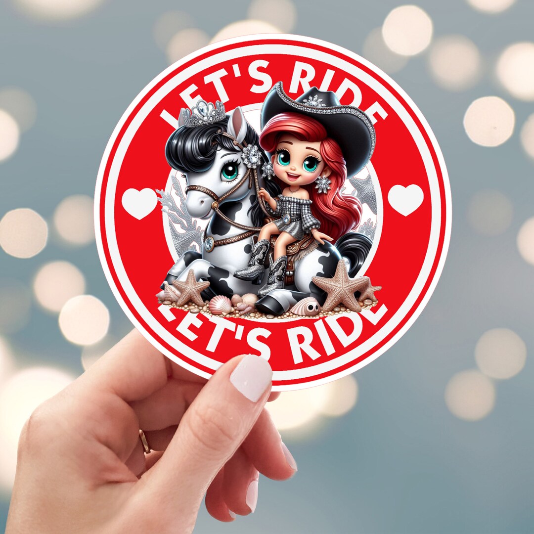 Little Mermaid Ariel Sticker, Horse Riding Sticker, Let's Ride Sticker ...