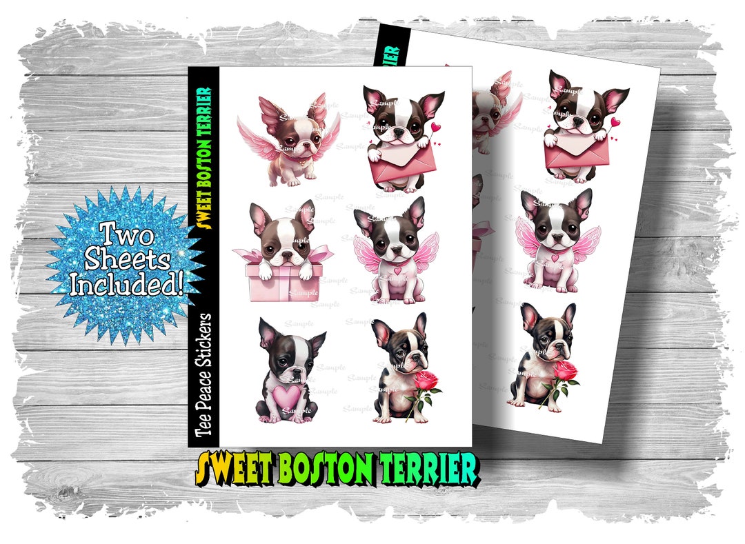 Boston Terrier Sticker Sheets, 2 Sheet Bundle, Cute Puppy Dog Planner ...