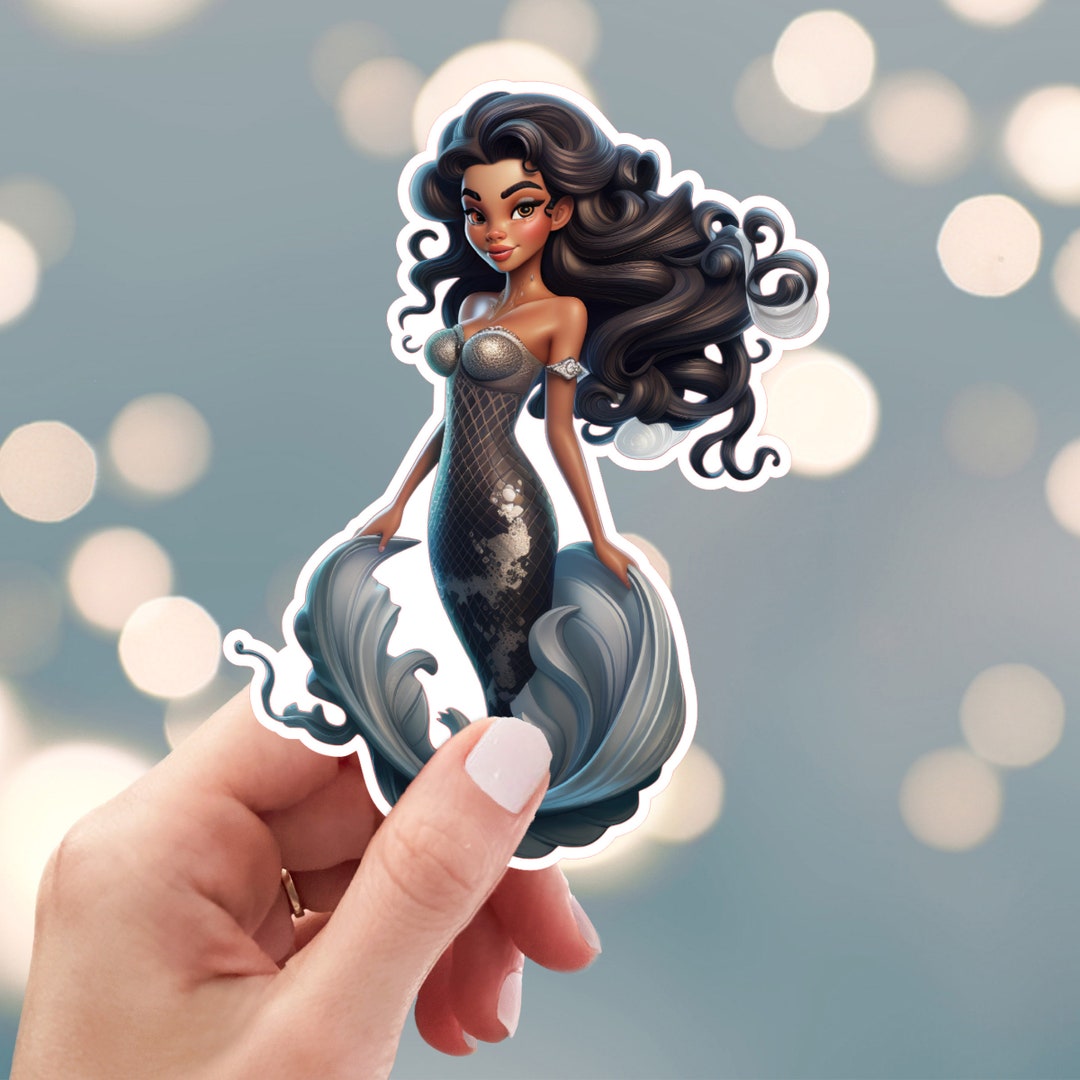 Mermaid Sticker, Under the Sea Sticker, Pretty Black Mermaid Sticker ...