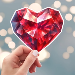 Red Gem Sticker, Ruby Jewel Sticker, Red Heart Diamond Sticker ...