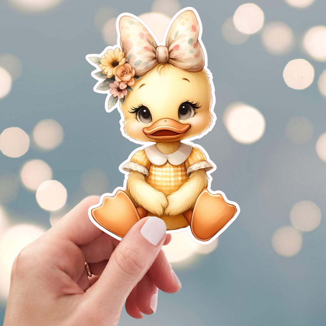 Duckling Sticker, Yellow Ducky Sticker, Duck With Hair Bow Sticker ...