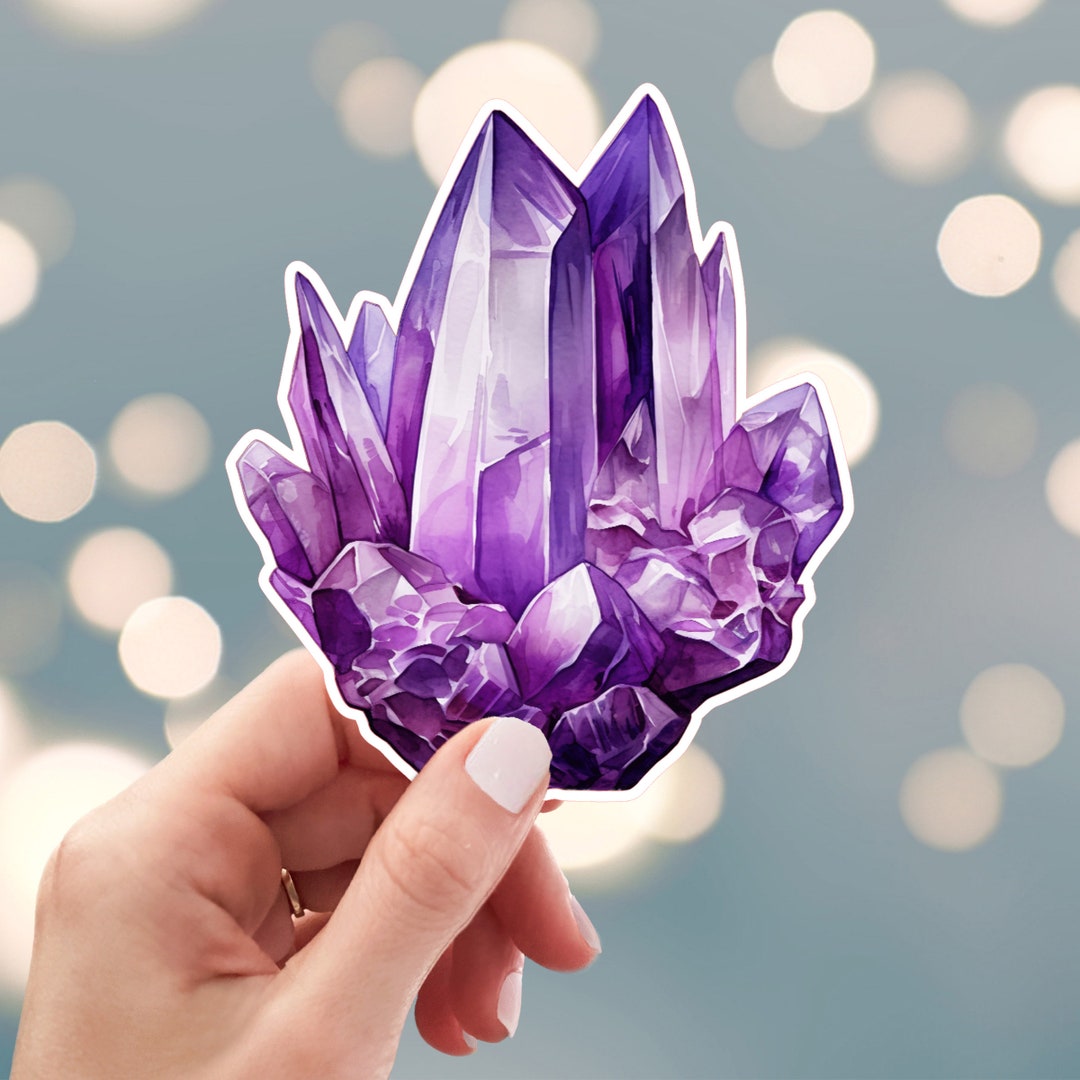 Purple Crystal Sticker, Gem Crystals Sticker, Growing Crystals Sticker ...
