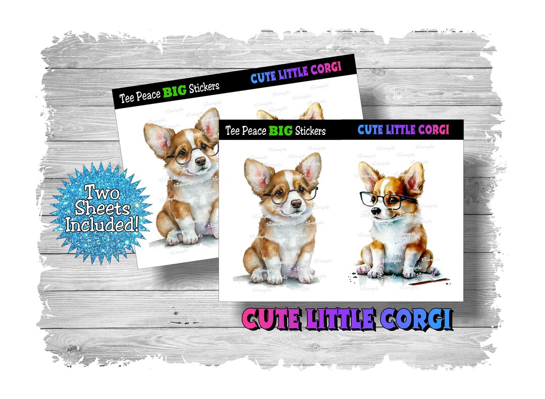 Corgi Sticker Sheets, BIG Stickers, 2 Sheet Bundle, Corgi Dog Planner ...