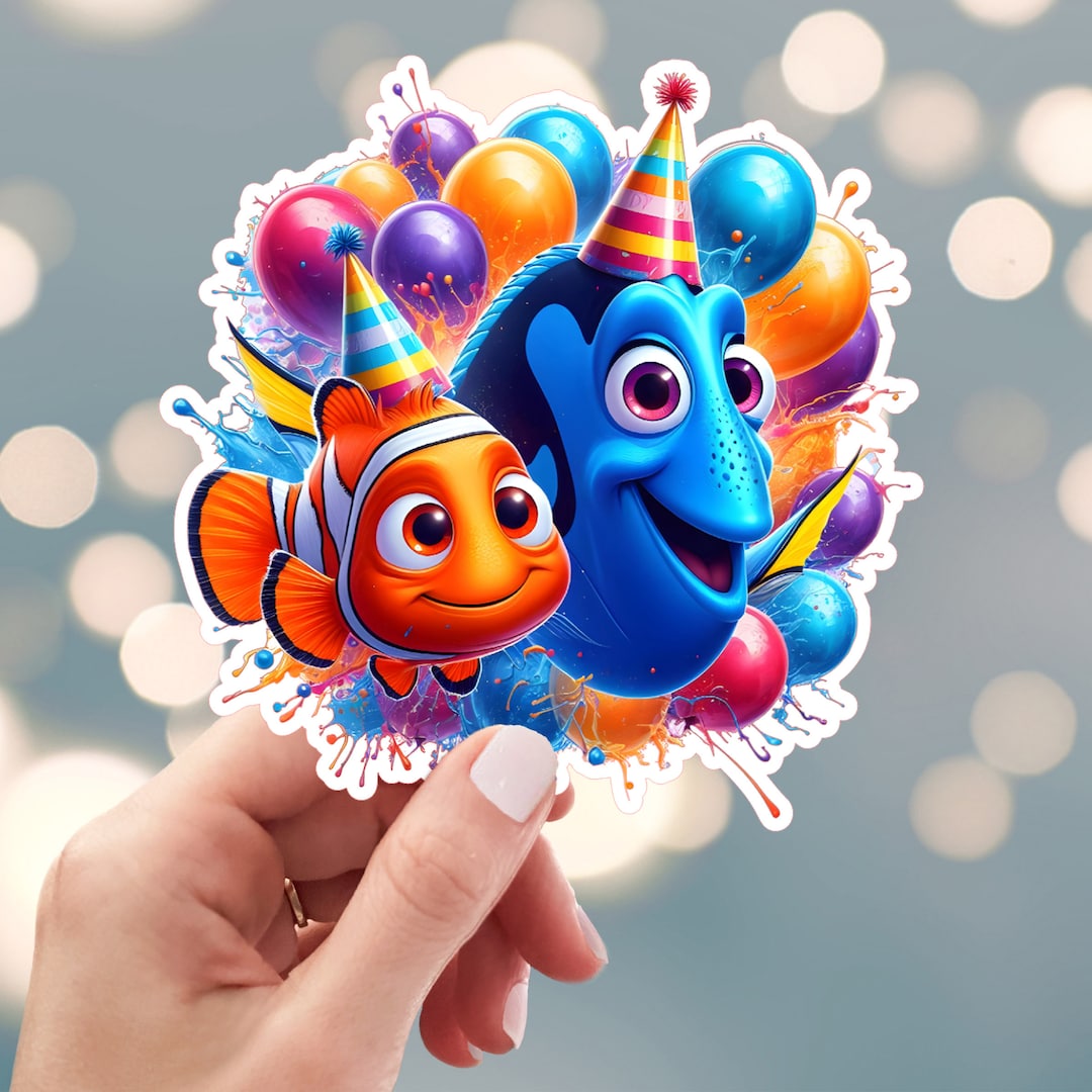 Nemo Birthday Sticker, Dory Birthday Sticker, Birthday Party Sticker ...