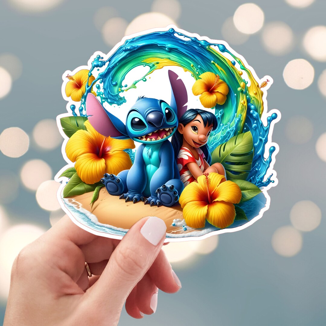 Lilo & Stitch Sticker, Hawaii Hibiscus Sticker, Tropical Vacation ...