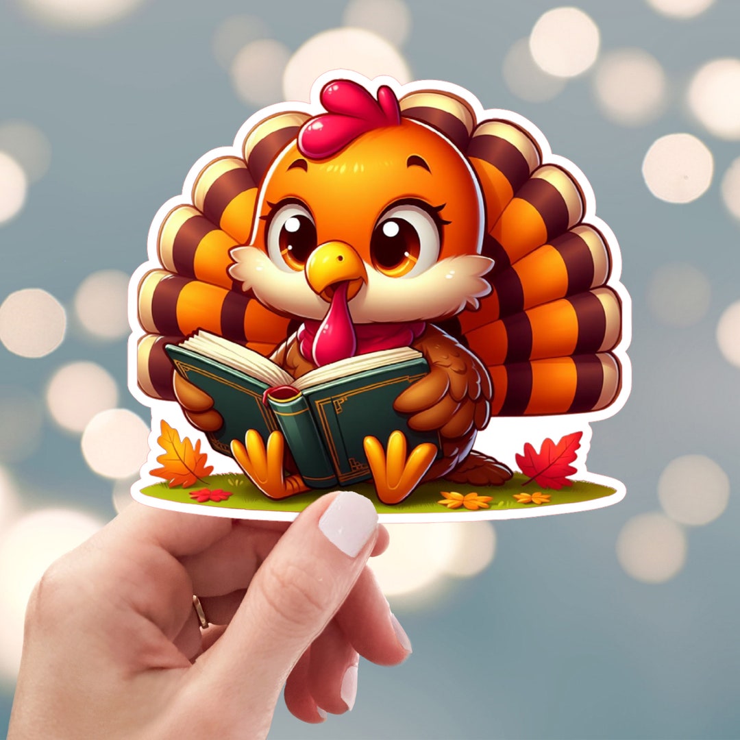 Turkey Sticker, Thanksgiving Turkey Sticker, Fall Turkey Sticker, Book ...