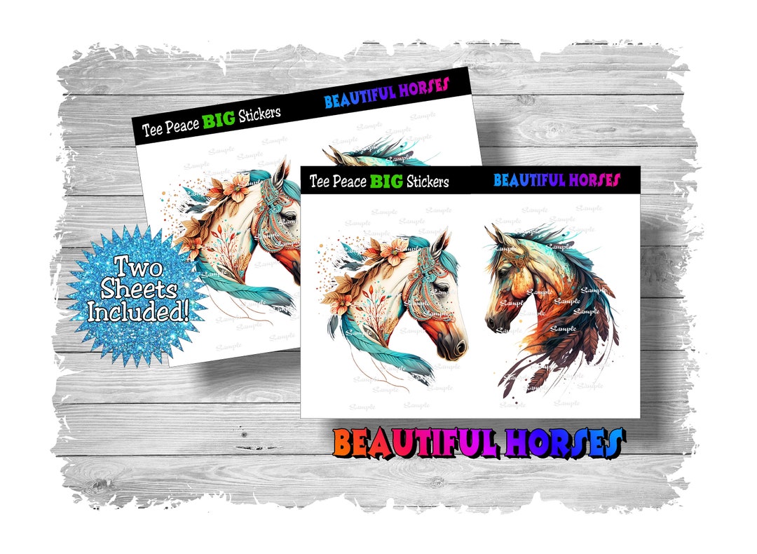 Horse Sticker Sheets, BIG Stickers, 2 Sheet Bundle, Black Stallion ...
