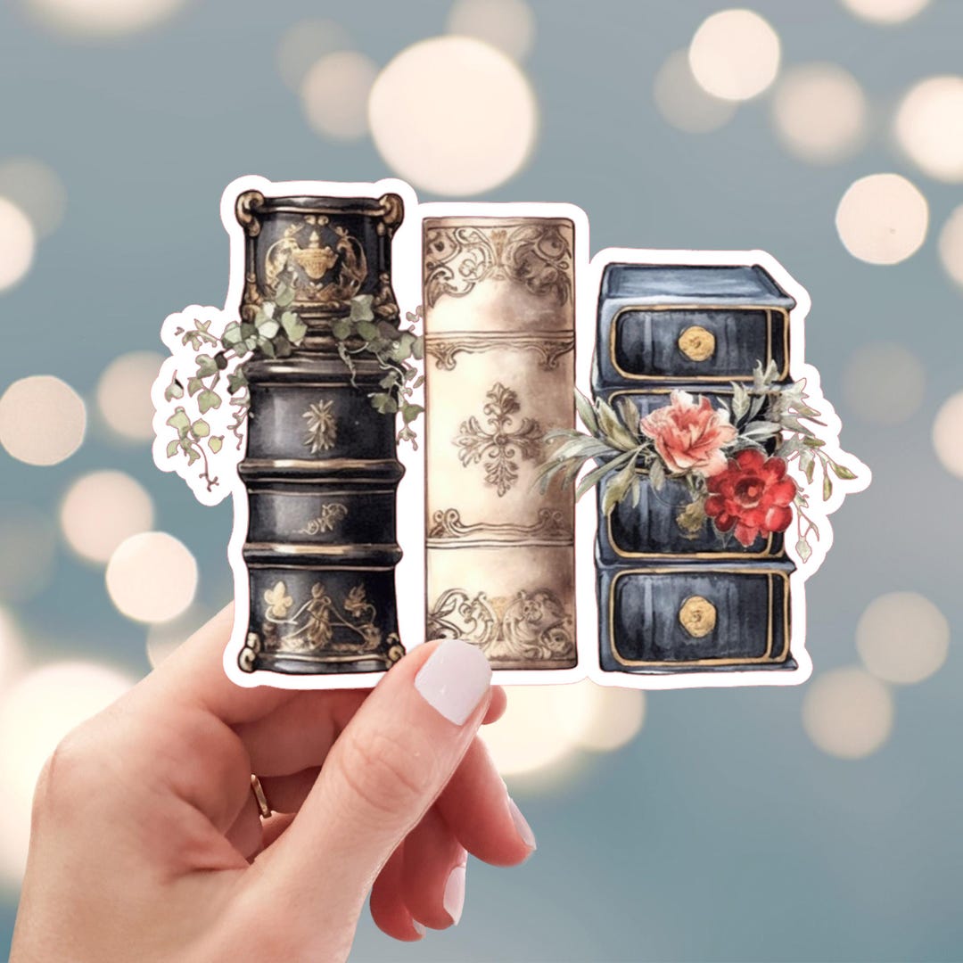 Stack of Books Sticker, Encyclopedia Books Sticker, Book Nook Sticker ...