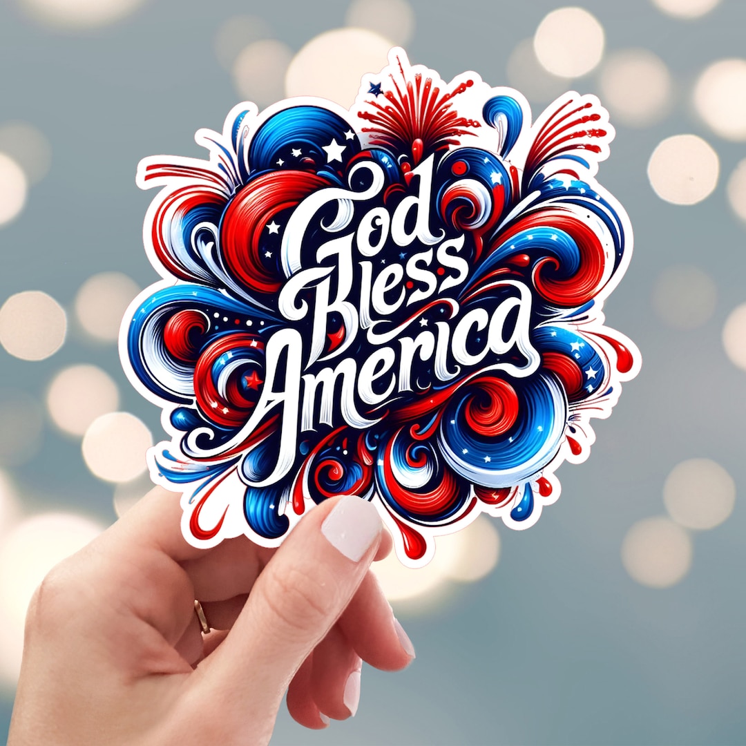 God Bless America Sticker, 4th of July Sticker, Red White Blue Sticker ...