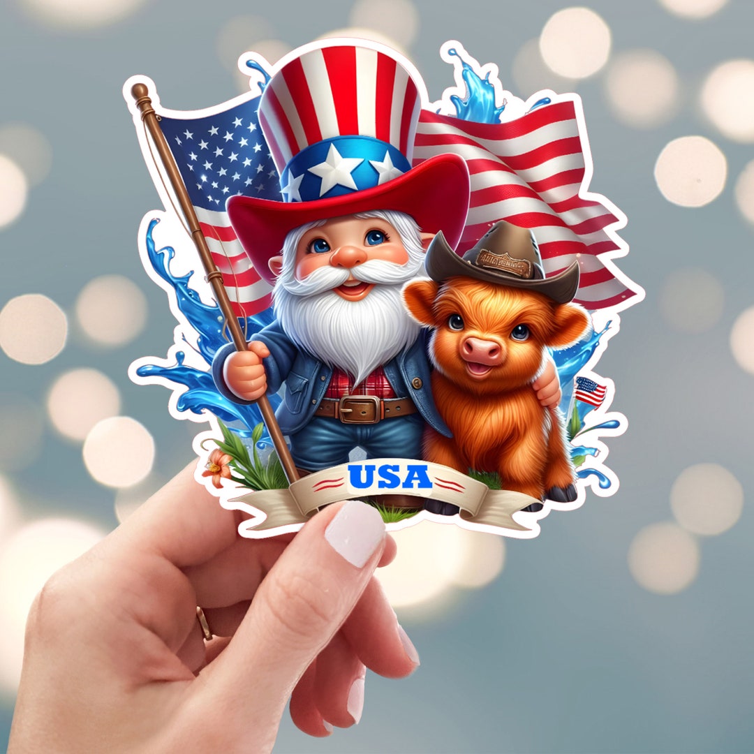 Uncle Sam Sticker, 4th of July Sticker, Highland Cow Sticker ...