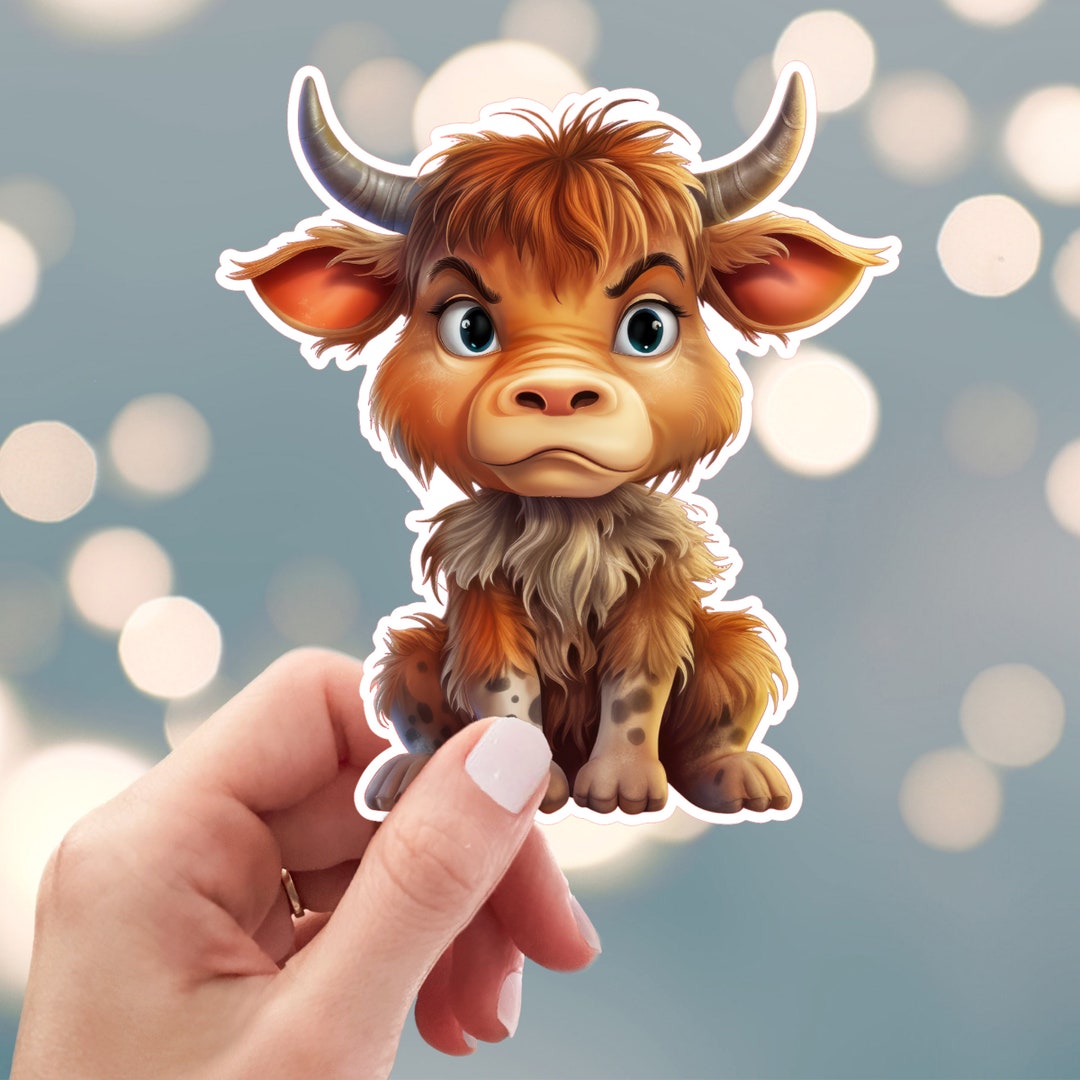 Mad Bull Sticker, Mean Cow Sticker, Silly Farm Cow Sticker, Funny ...