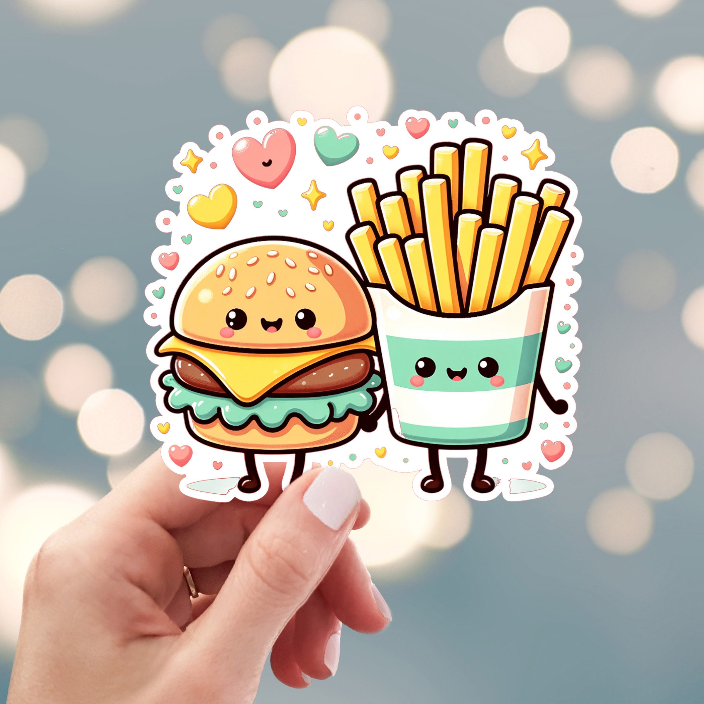 Burger & Fries Sticker, Perfect Pair Sticker, Cheeseburger French Fries ...