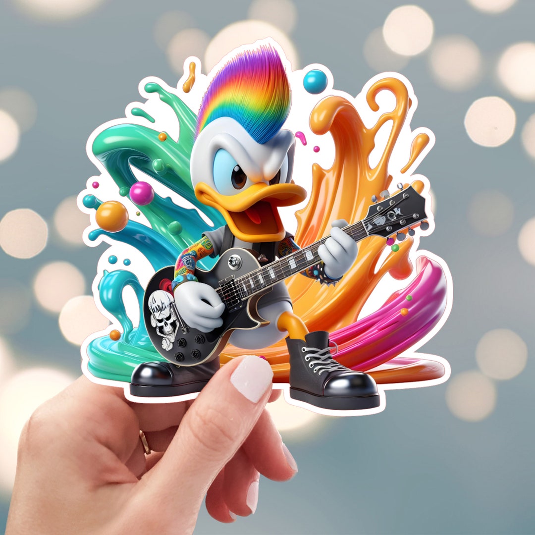 Donald Duck Sticker, Rock Guitar Sticker, Rock Band Sticker, Rock N ...