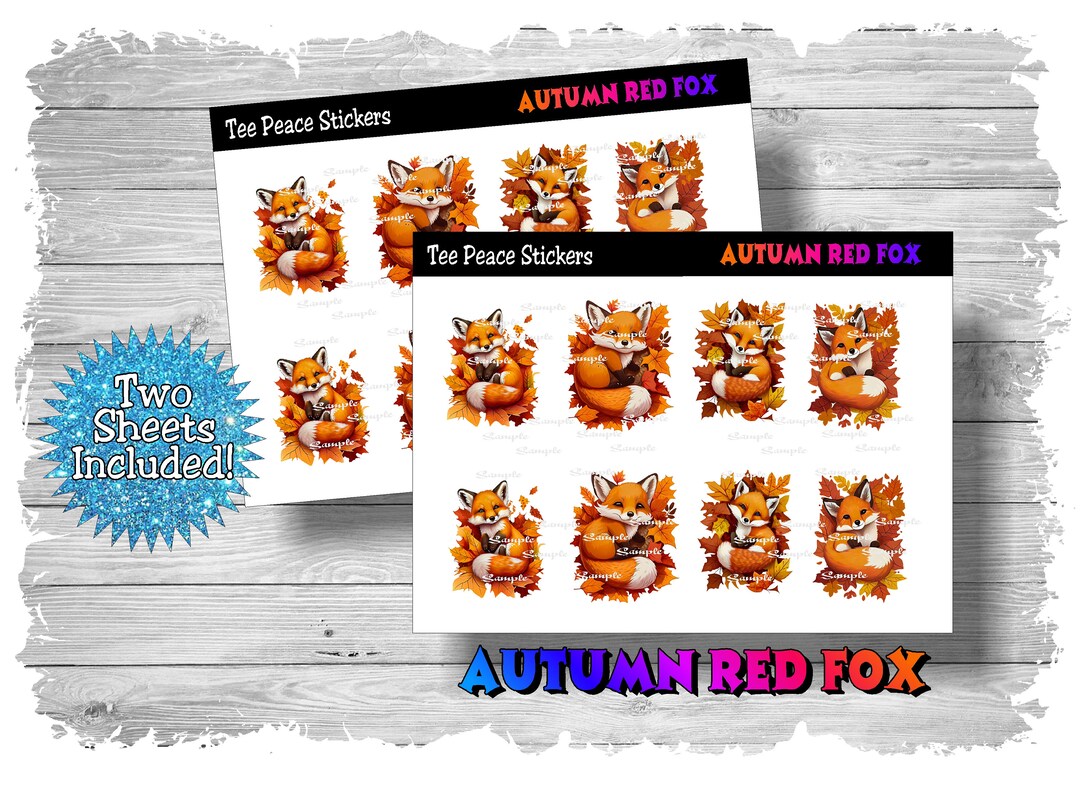 Autumn Red Fox Sticker Sheets, 2 Sheet Bundle, Red Fox Stickers ...