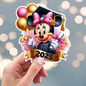 Minnie Mouse Graduation Sticker, Minnie Graduate Sticker, Graduation ...