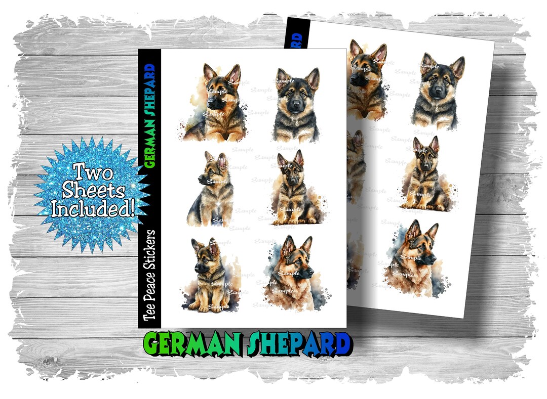 German Shepard Sticker Sheets, 2 Sheet Bundle, German Shepard Planner ...
