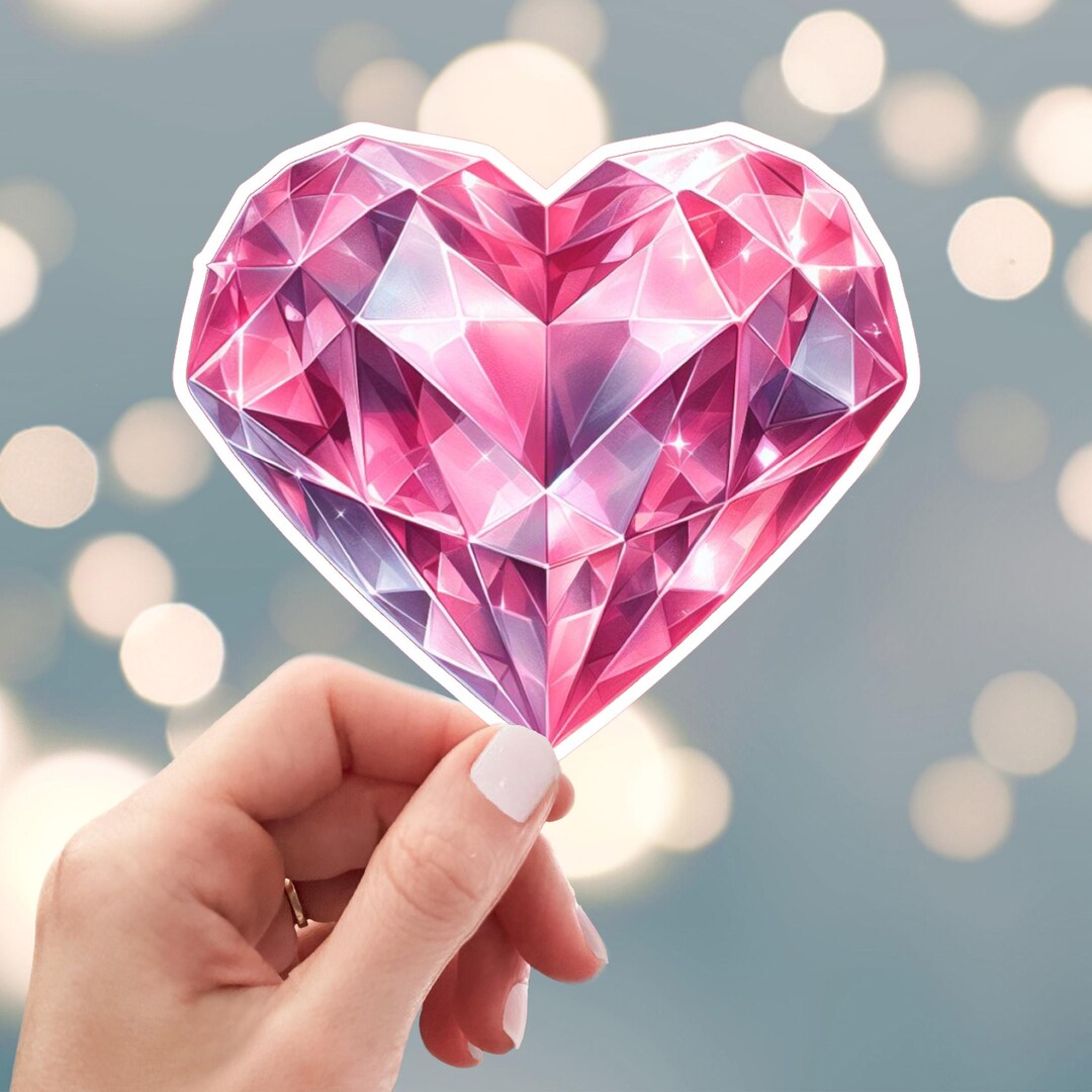 Pink Gem Sticker, Pink Jewel Sticker, Pink Heart Diamond Sticker ...