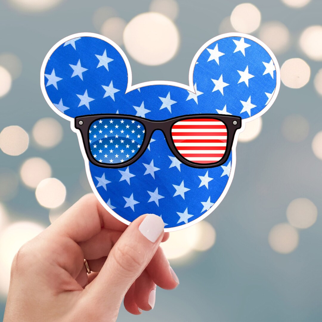 Mickey Head Sticker, Stars & Stripes Sticker, Mickey 4th of July ...