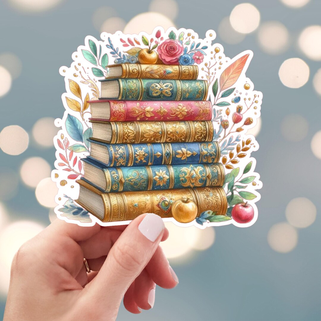 Stack of Books Sticker, Encyclopedia Books Sticker, Book Club Sticker ...