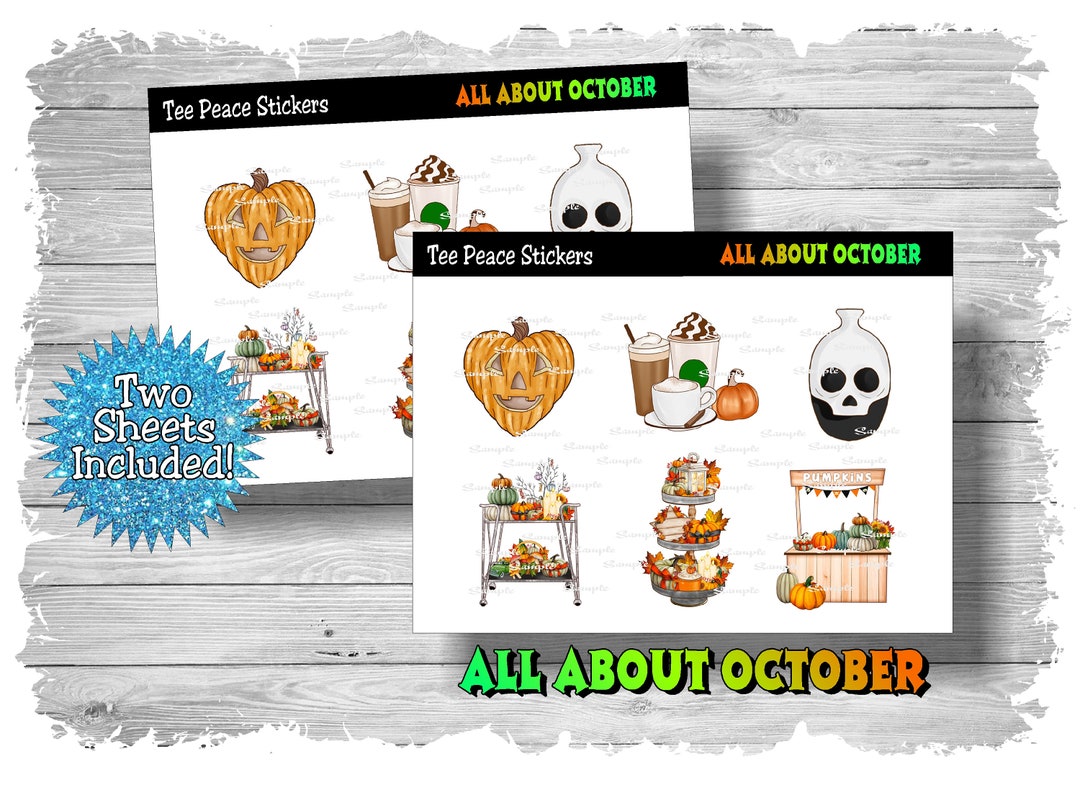 Halloween Sticker Sheets, 2 Sheet Bundle, October Stickers, Autumn ...