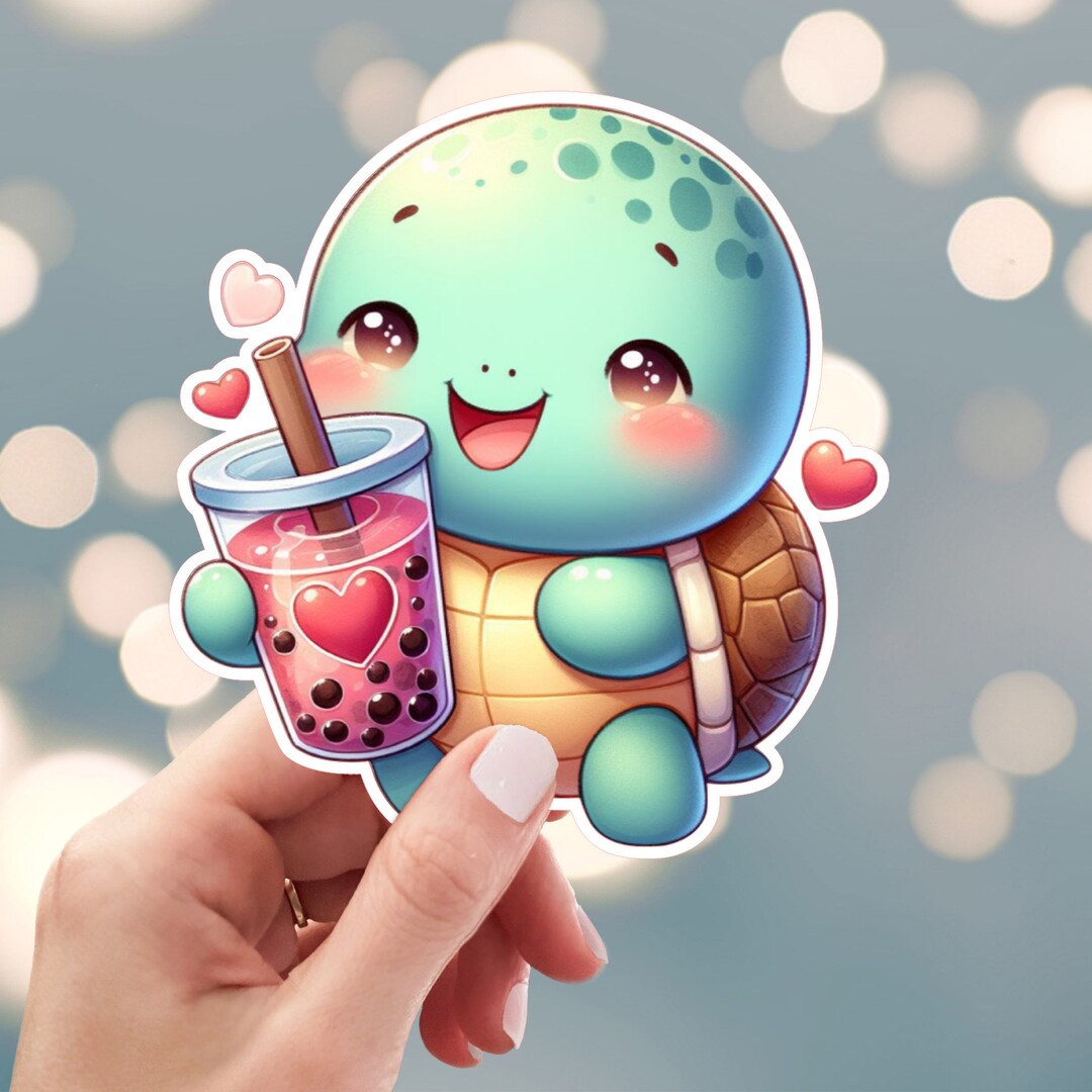 Baby Turtle Boba Tea Sticker, Bubble Tea Sticker, Gourmet Coffee ...
