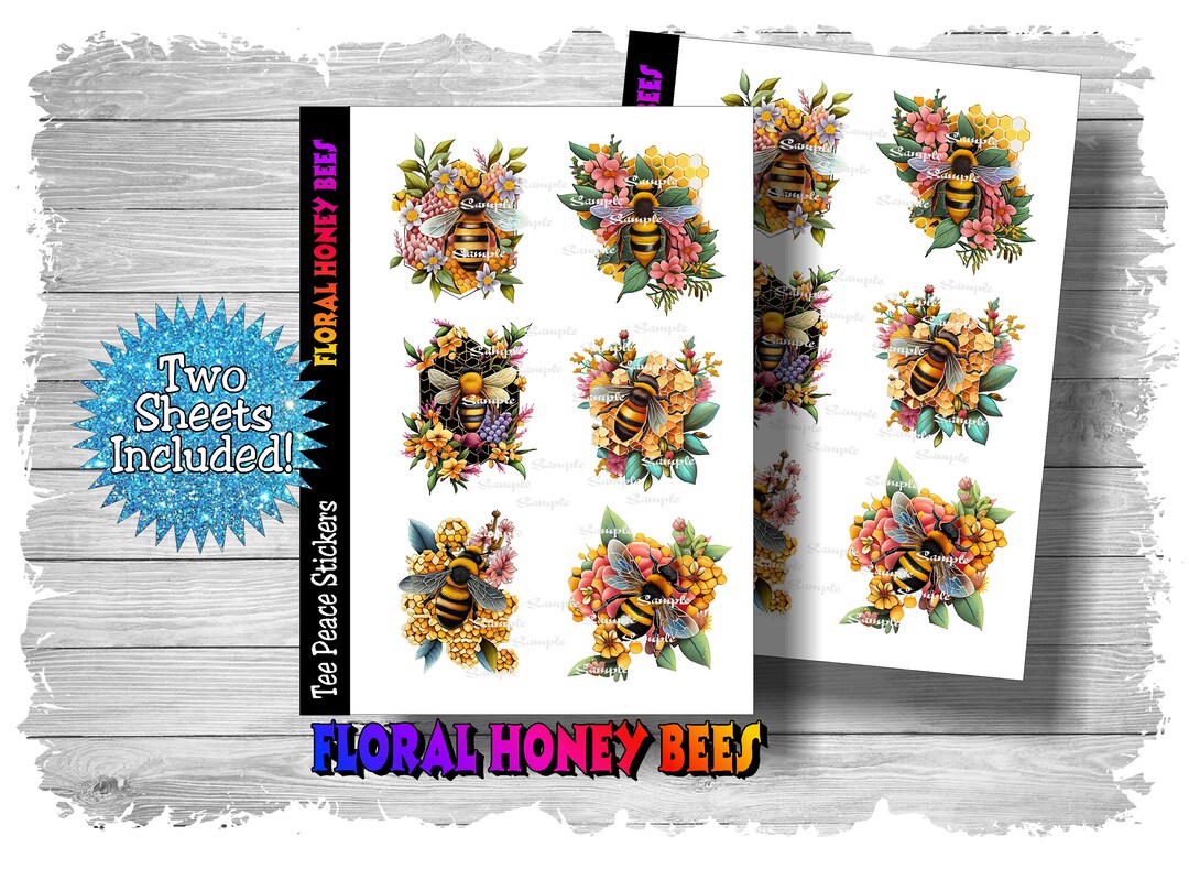 Honey Bee Sticker Sheets, 2 Sheet Bundle, Bee Hive Stickers, Bee Keeper ...