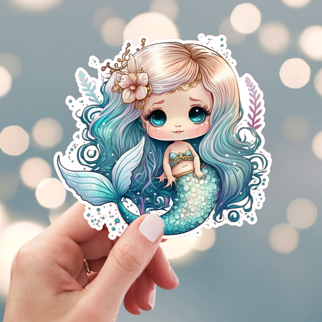 Little Mermaid Sticker, Blue Mermaid Sticker, Under the Sea Sticker ...