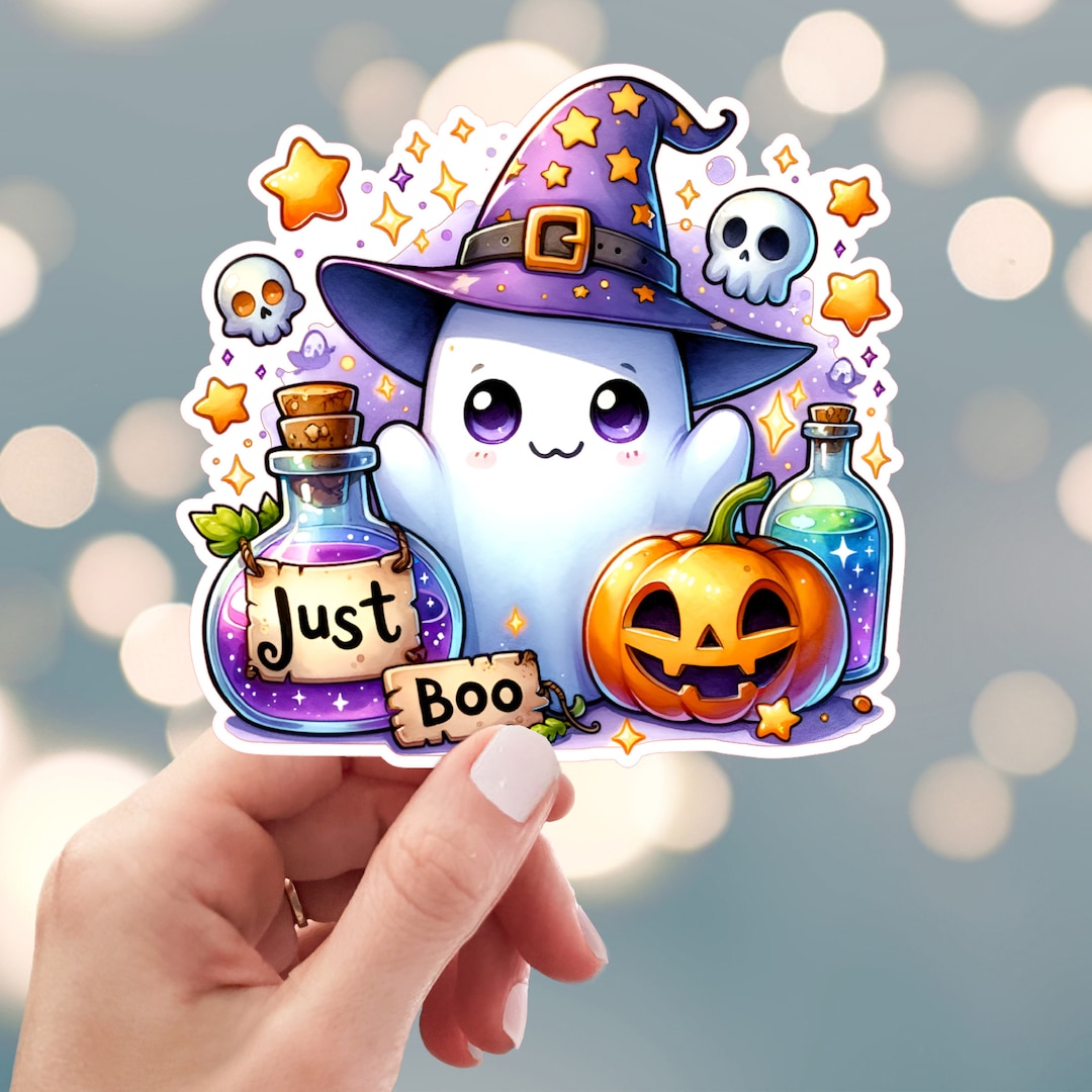 Spooky Ghost Sticker, Halloween Ghost Sticker, Creepy Pumpkin Sticker ...