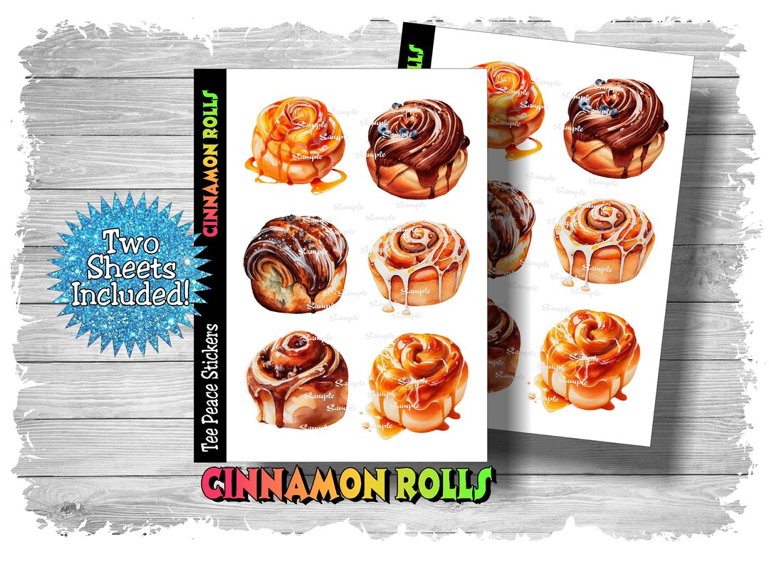 Cinnamon Rolls Sticker Sheets, 2 Sheet Bundle, Donut Planner Stickers ...