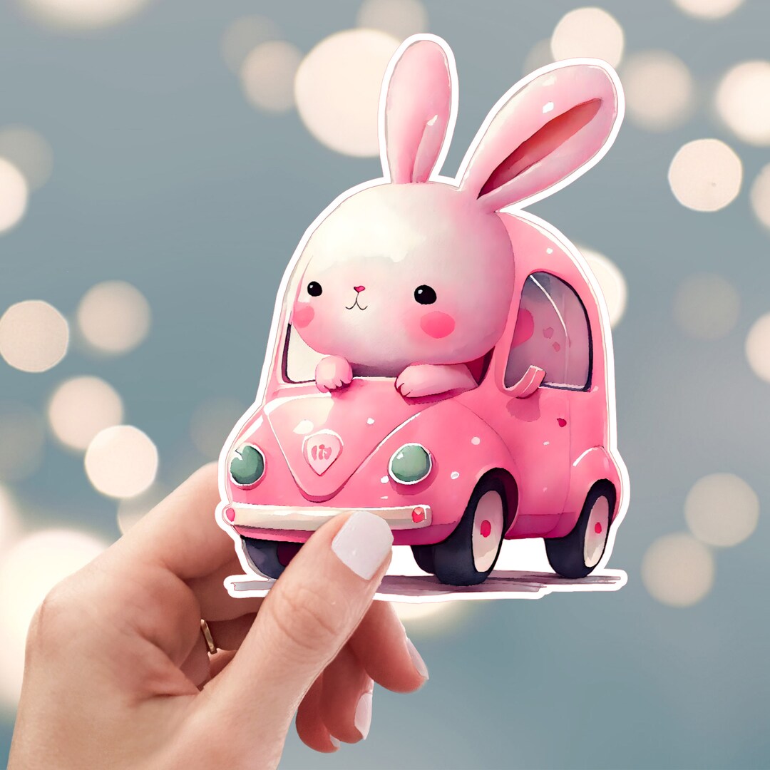 Pink Bunny Sticker, Easter Bunny Sticker, Bunny Rabbit Car Sticker, Pet ...