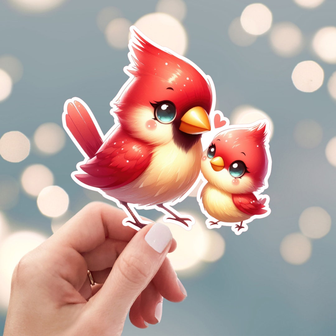 Cardinal Birds Sticker, Mommy & Baby Sticker, Baby Shower Sticker, Baby ...
