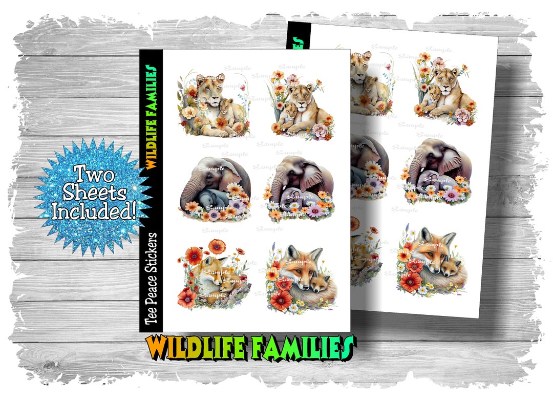 Wildlife Family Sticker Sheets, 2 Sheet Bundle, Fox Mom Baby Planner ...